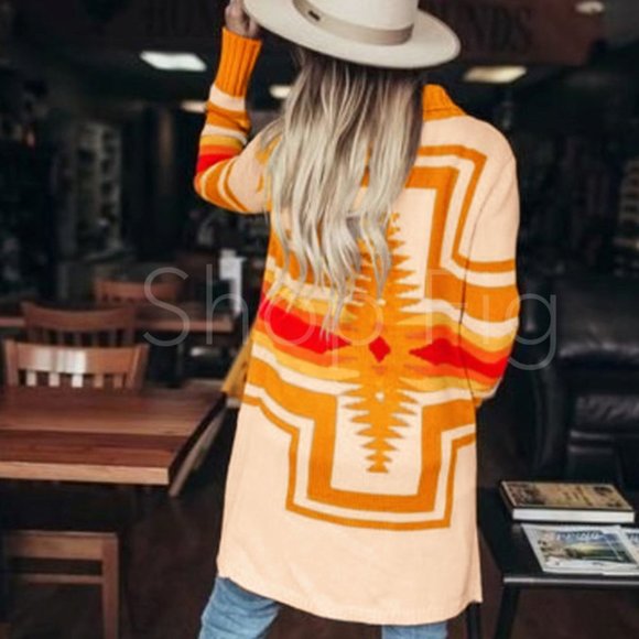 Shop_Fig | Sweaters | New Aztec Tribal Print Western Long Cardigan ...